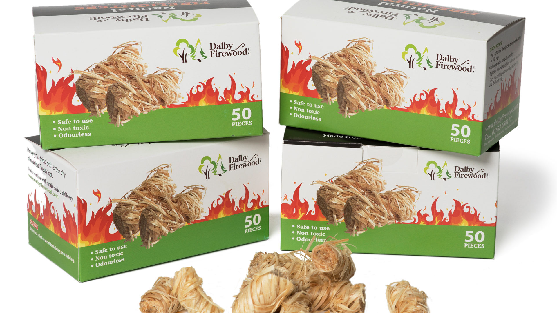 50 Natural Firelighters - 4 boxes (Parcel delivery) | Logs and Firewood ...